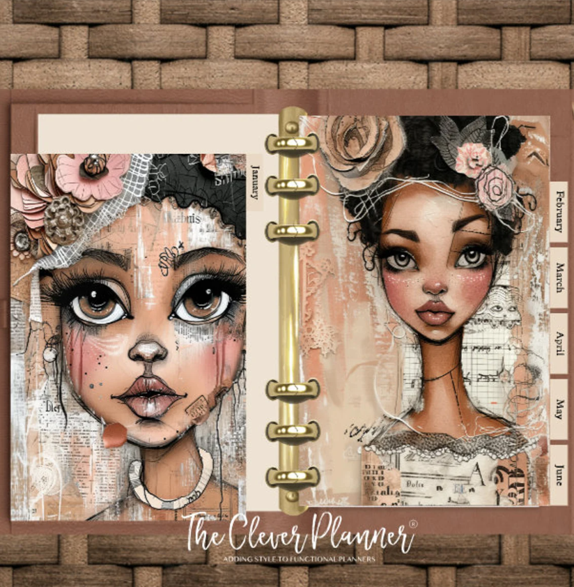 12 Month Divider Tab Set African American women | The Clever Planner