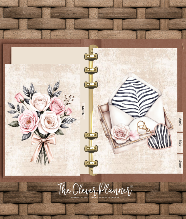 12 Month Divider Tab Set Zebra Pink Print | The Clever Planner