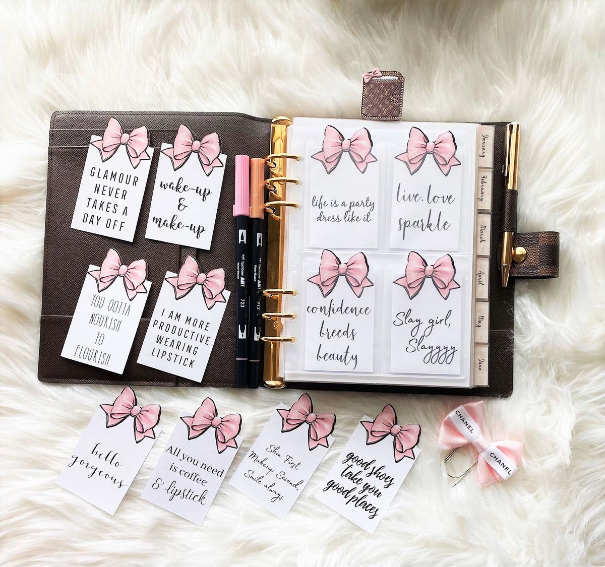 Pink Bow Quote Planner Planner Cards | The Clever Planner